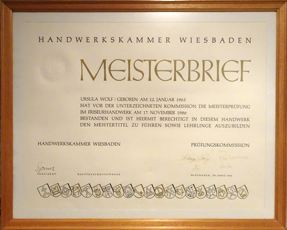 Brauchen friseure einen meisterbrief zur, Meisterbrief Friseur Muster